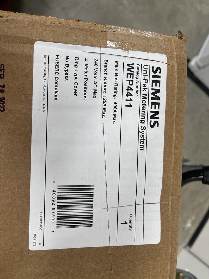 SIEMENS 4-Gang WEP4411 400A Uni-PAK Meter Pack Ring Style 125A Socket ...