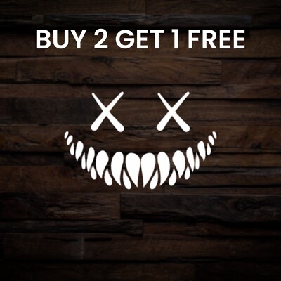 EVIL SMILEY FACE Vinyl Decal Sticker Devil Horns Naughty Smile Funny ...