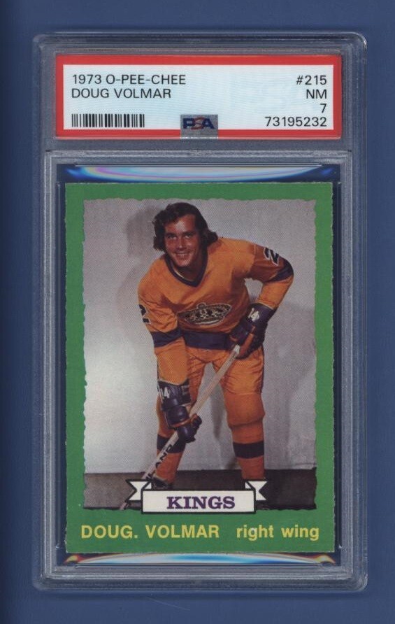 1973-74 OPC Light Back #215 DOUG VOLMAR (rc) PSA 7 NM Los Angeles Kings ...