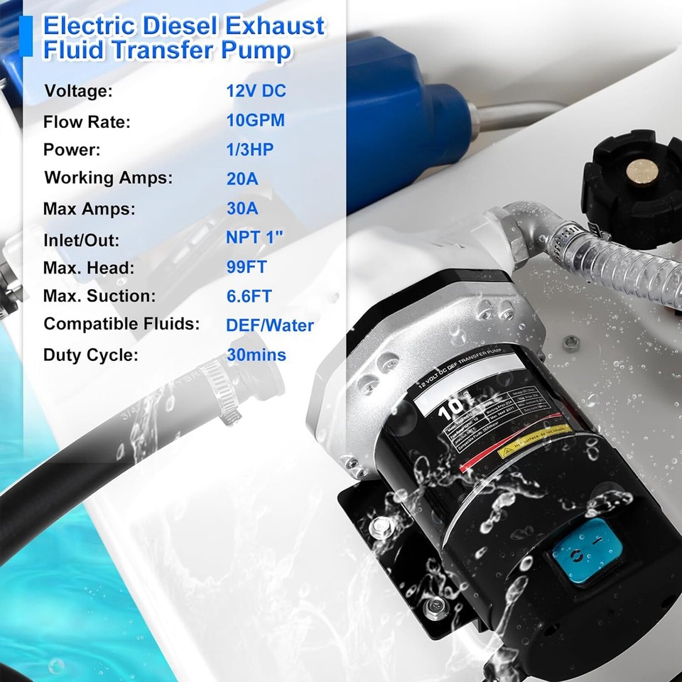10GPM DEF Transfer Pump Kit with 48 Gallon Caddy Tank Nozzle & Hose 12V ...
