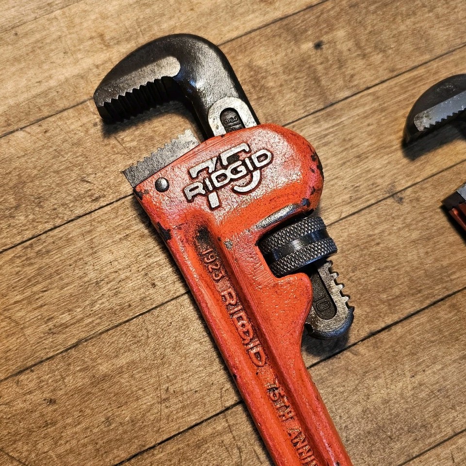 Ridgid ADJUSTABLE PIPE WRENCH Size Set • 18,14,10,8" • Vintage Tools ...