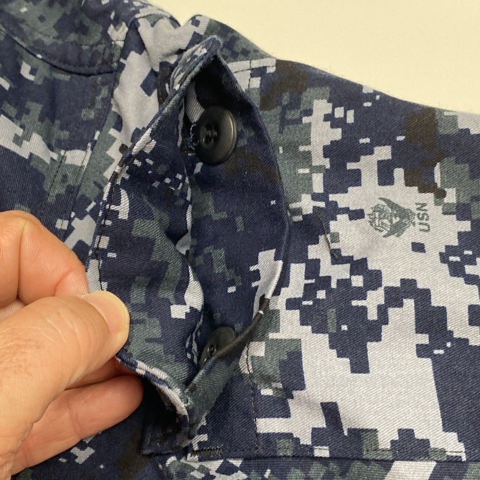 US NAVY Digital Blue Camo Shirt Blouse Working Uniform USN Seabees ...