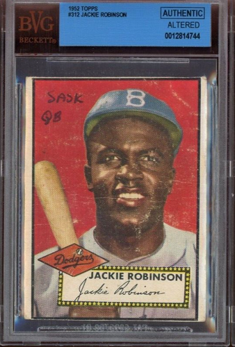 1952 Topps Jackie Robinson #312 Card HOF - Certified BVG Authentic ...