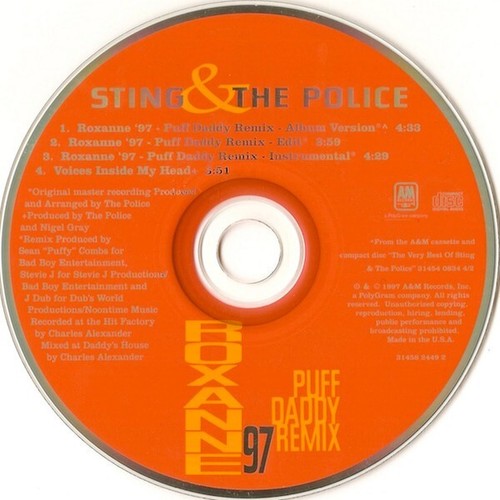 Sting & The Police Roxanne 97 Puff Daddy Remix (CD 4 Remix Tracks, 1997 ...