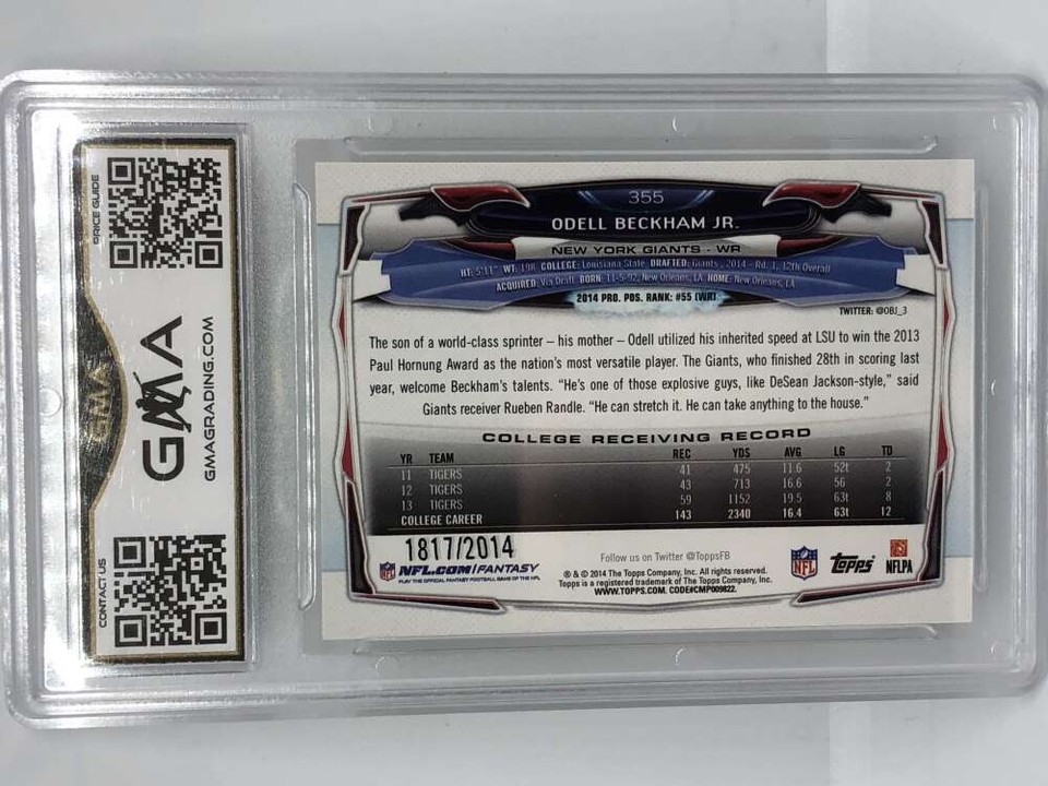 2014 Topps Gold #355 Odell Beckham New York Giants RC Rookie Card GMA ...