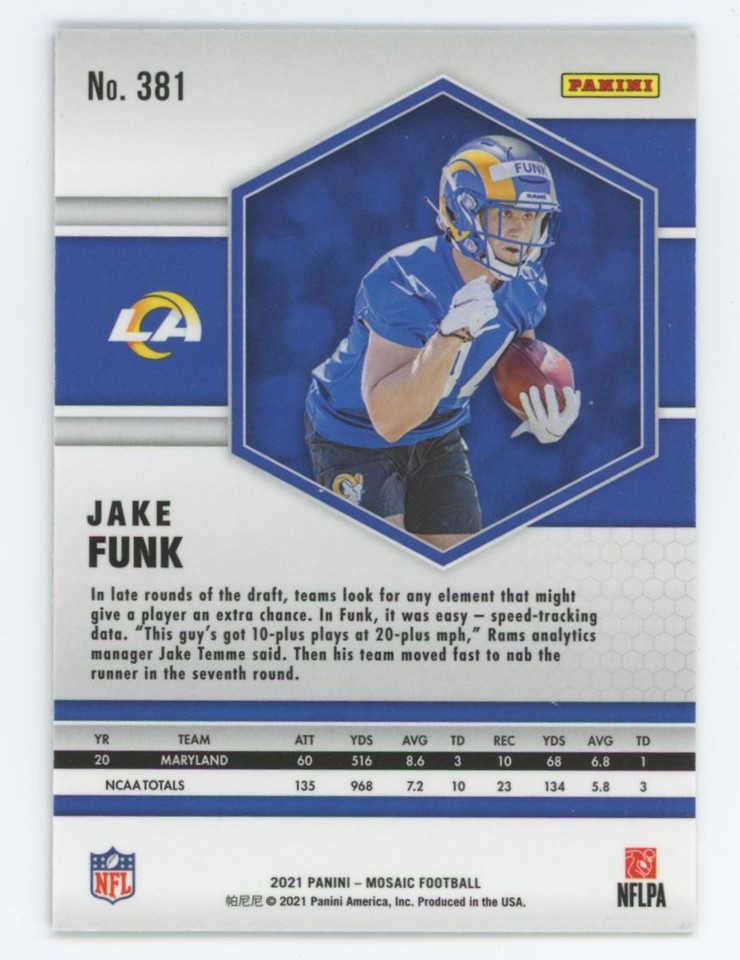 2021 PANINI MOSAIC RC JAKE FUNK RC LOS ANGELES RAMS #381 | eBay