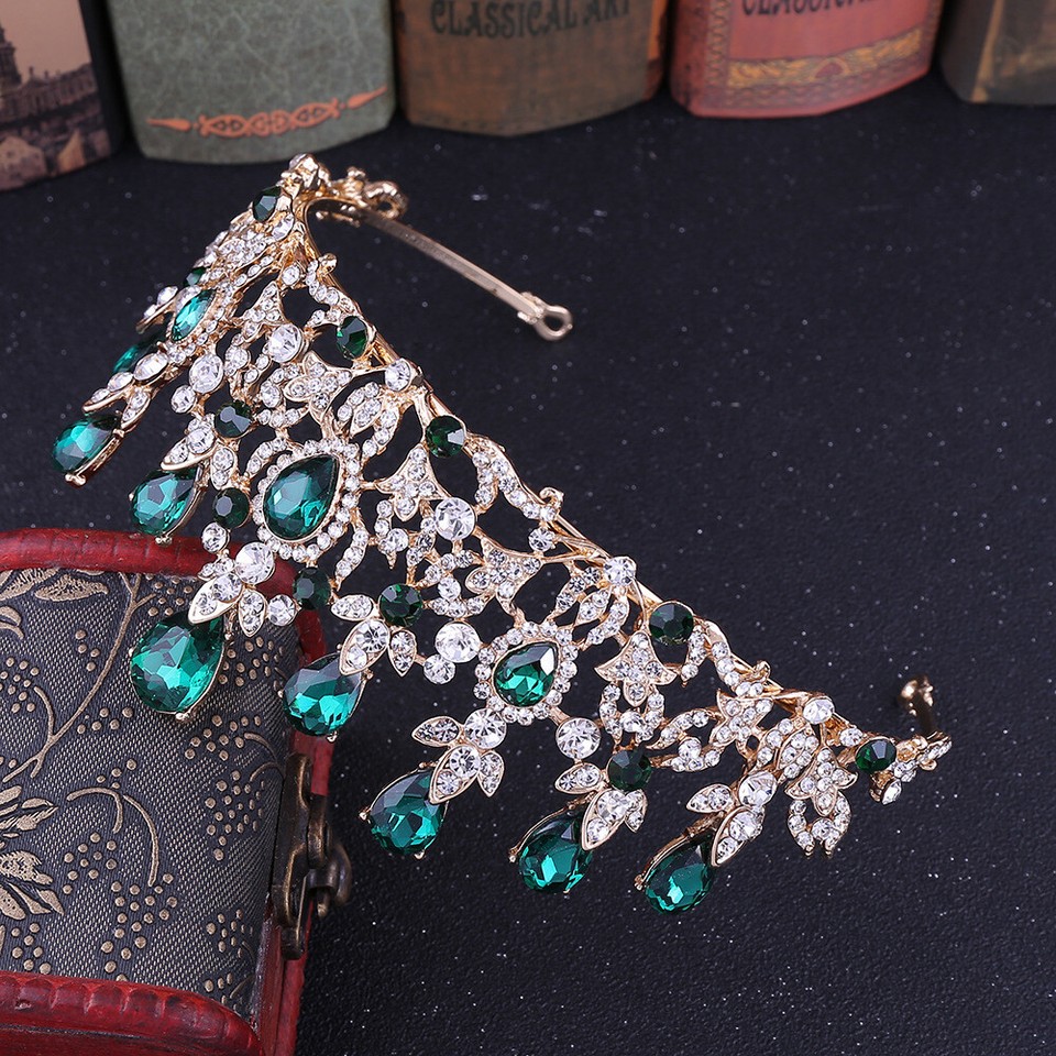 55 Styles Green Crystal Queen Princess Tiara Crown Wedding Princess For ...