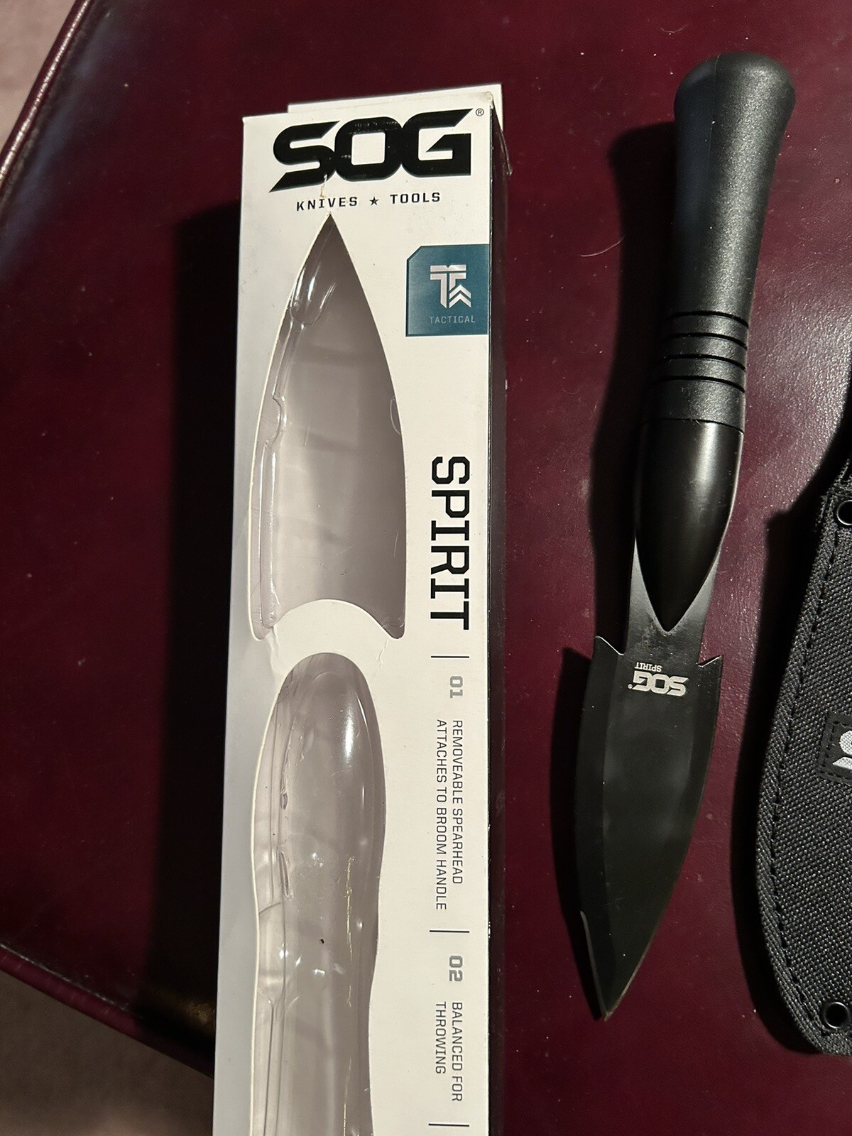 SOG Spirit Fixed Blade Spear Knife Thrower FS01NCP 4.5" Stainless Steel ...