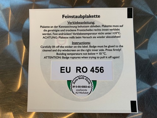 EMISSIONS DECAL - OFFICIALLY APPROVED GERMAN EMISSIONS STICKER ! LASER ...