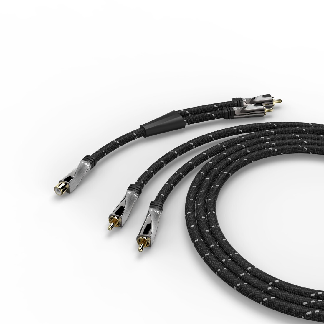 Subwoofer Cable + Adapter for RCA Female - 2 RCA Male, Text., Gold ...