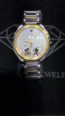 Citizen Disney Falling Mickey & Minnie Silver Dial Two-Tone Ladies ...