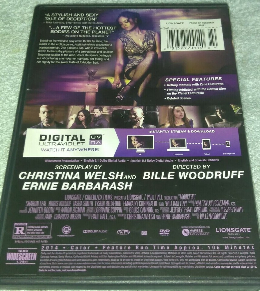Addicted (DVD, 2015) Sharon Leal Tasha Smith Kat Graham Tyson Beckford ...