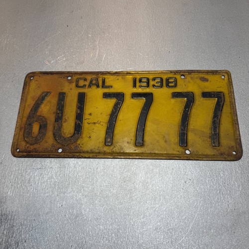 Original 1938 California License Plate #6U 7777 | eBay