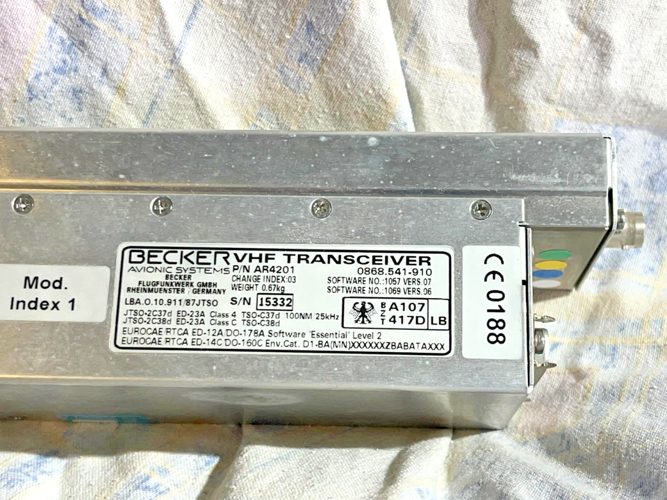 Becker Avionic AR 4201 14V Radio VHF Transceiver 2 1/4" instrument cut ...