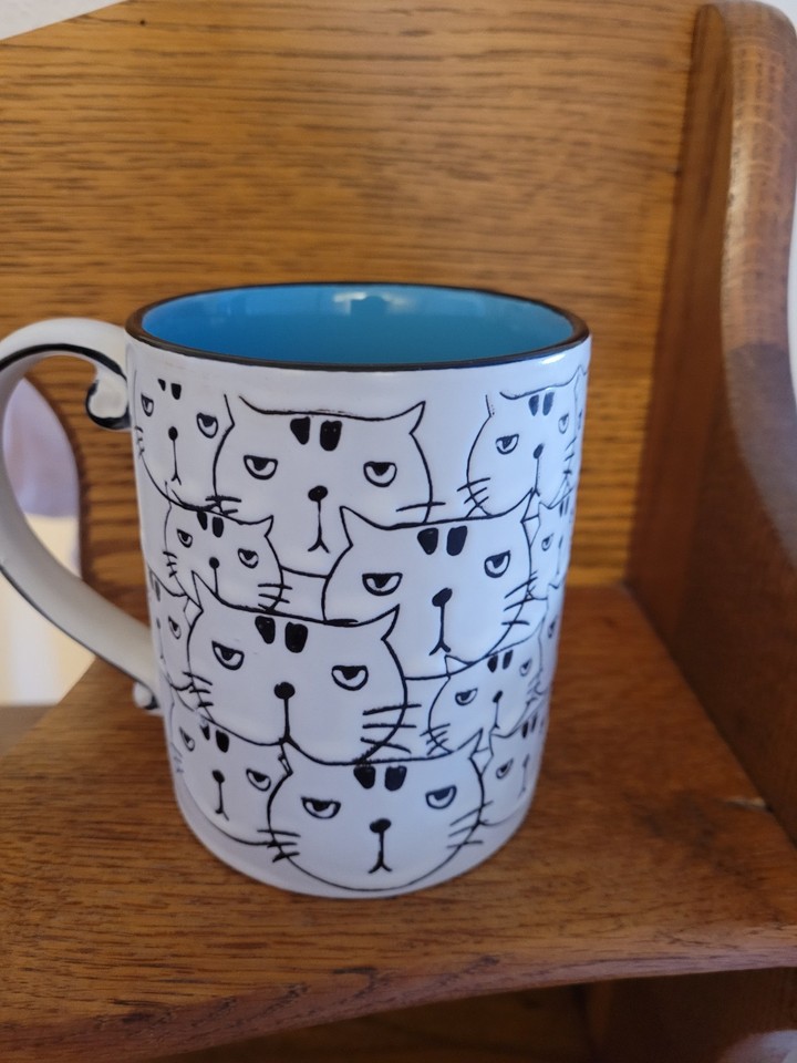 Ceramic Coffee Mug 16 oz Embossed SPOTTED CAT FACES Mug by Spectrum ...