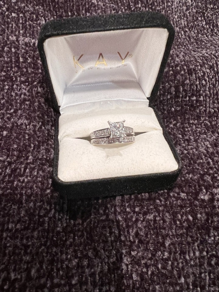 Princess Cut Diamond Engagement Ring & Diamond Ring Band With Original ...