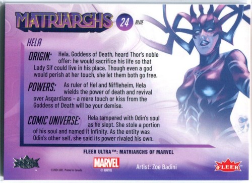 HELA 2024 Marvel Ultra Matriarchs BLUE PARALLEL SP #24 | eBay