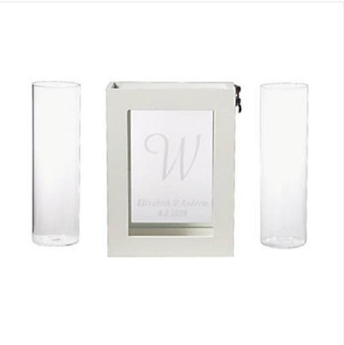 Personalized White Shadow Box Unity Sand Ceremony Set Wood Glass 8" H ...