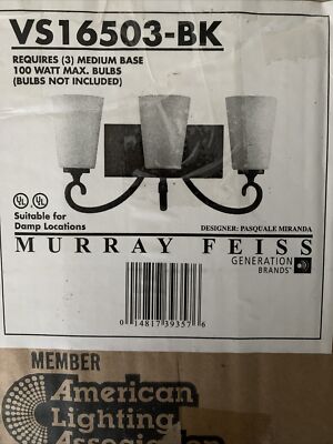 Black Murray Feiss 3-light Black Bathroom Vanity Light MSRP $249 | eBay