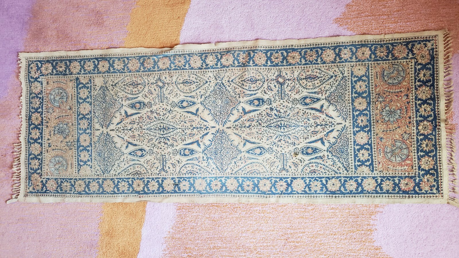 Vintage Block Printed Persian Kalamkari Floral Wall Tapestry Hanging ...