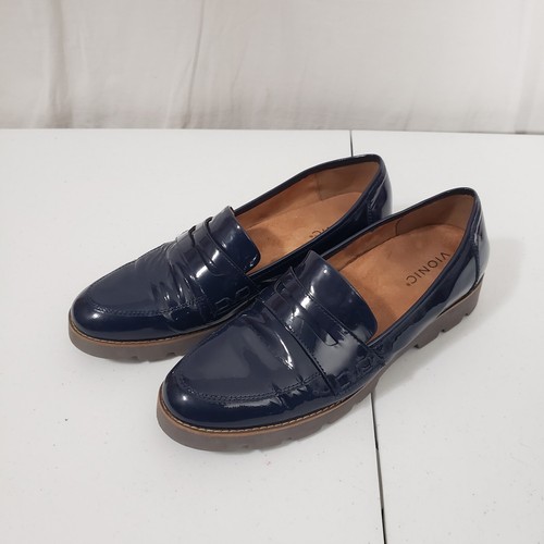 Vionic Cheryl Penny Loafer Womens sz 11 Navy Blue Patent Leather Slip ...