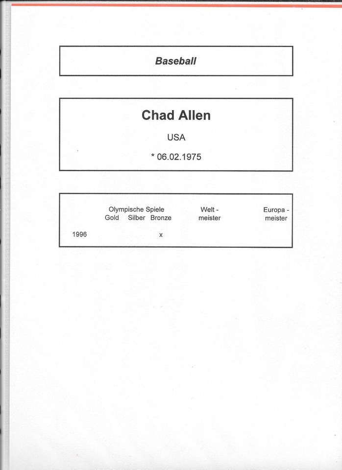 USA BASEBALL PLAYER CHAD ALLEN CARD 9x13cm & AUTOGRAPH. A-B | eBay