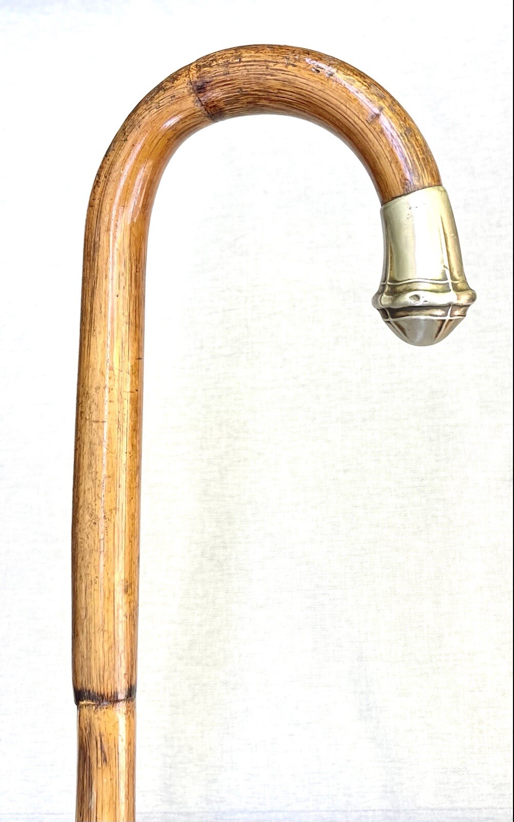 Vintage Antique Stepped Bamboo Alpaca Silver Crook Ha… - Gem