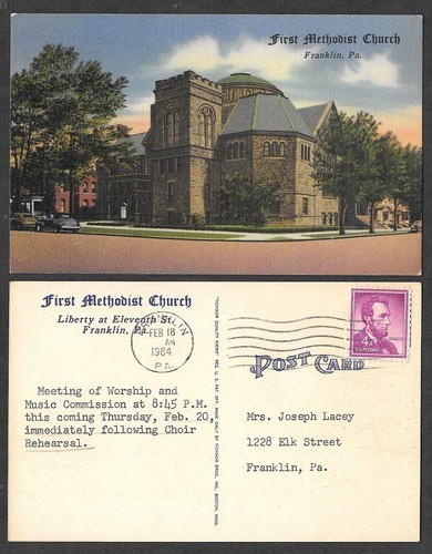 1964 Pennsylvania Postcard - Franklin - First Methodist Church | eBay