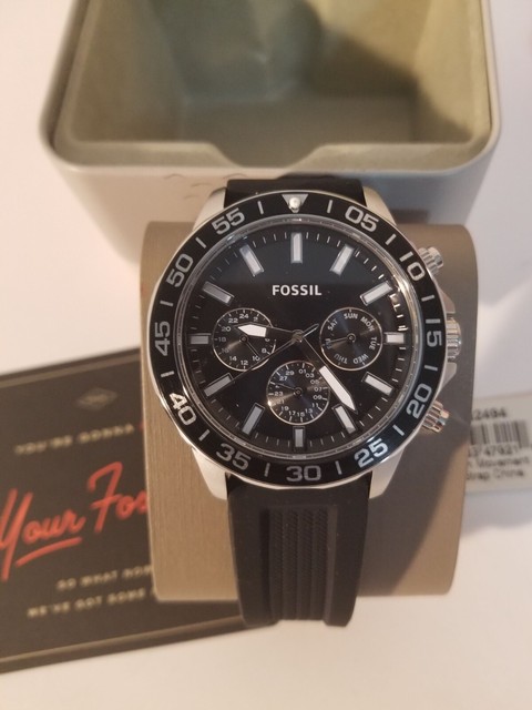 Fossil Bannon Multifunction Black Silicone Watch BQ2494 for sale online ...