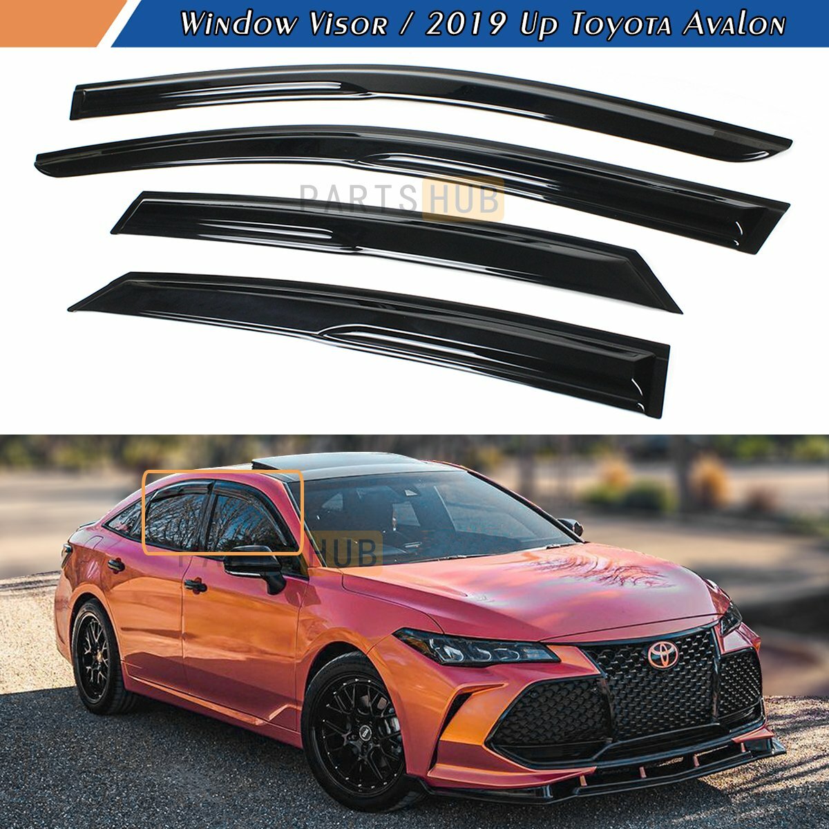 For 2019-2022 Toyota Avalon JDM 3D Wavy Mugen Style Window Visors Rain ...
