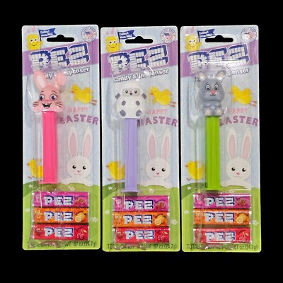 Lot of 3 Easter Pez Pink Green Bunny Head & Purple Lamb Candy ...