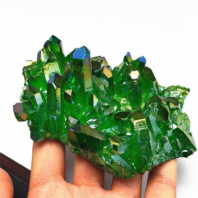 120g Big Natural Healing Green Aura Crystal Titanium VUG Quartz Cluster ...