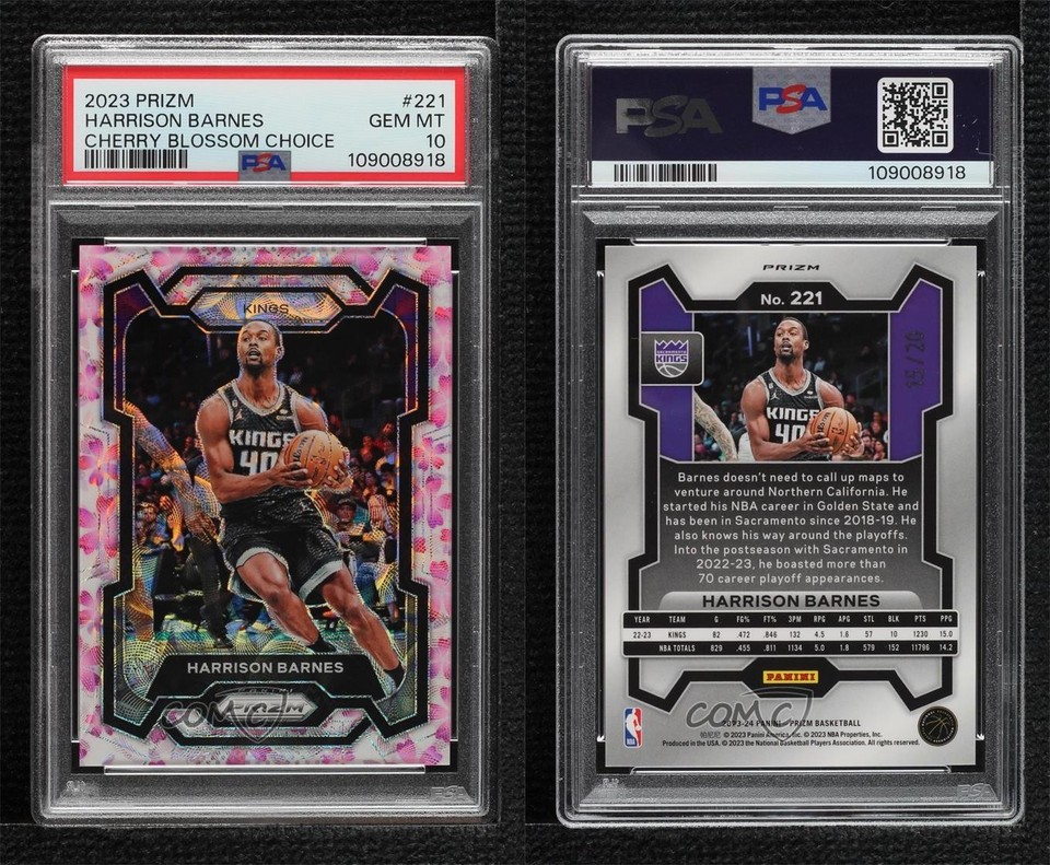 2023 Panini Prizm Choice Cherry Blossom 15/20 Harrison Barnes PSA 10 ...