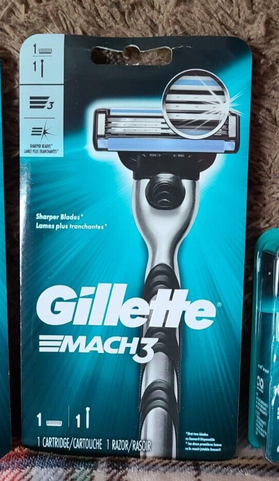 3 new Packs Gillette Mach razors, Cartridges, 2 razors, 6 cartridges ...