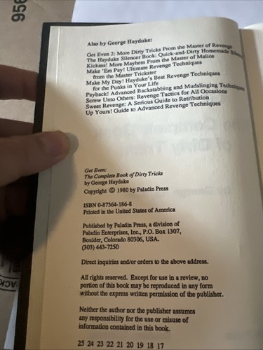 Get Even : The Complete Book of Dirty Tricks by George Hayduke (1980 ...