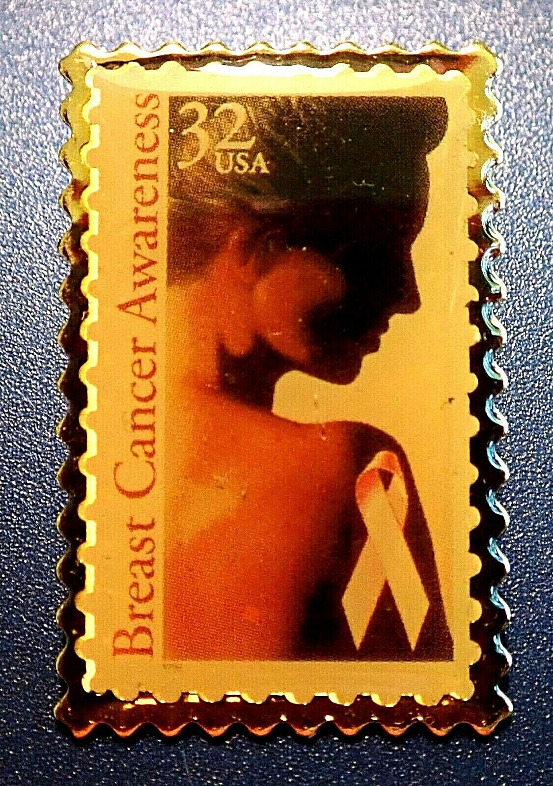 RARE CLASSIC BREAST CANCER AWARENESS STAMP USPS LAPEL PIN BADGE ...
