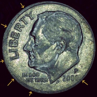 2000 P Dime error struck through | eBay