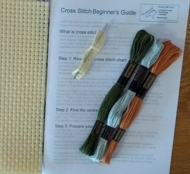 First Cross Stitch Kit 12 Thread Colour Combos Needle Binca Patterns ...