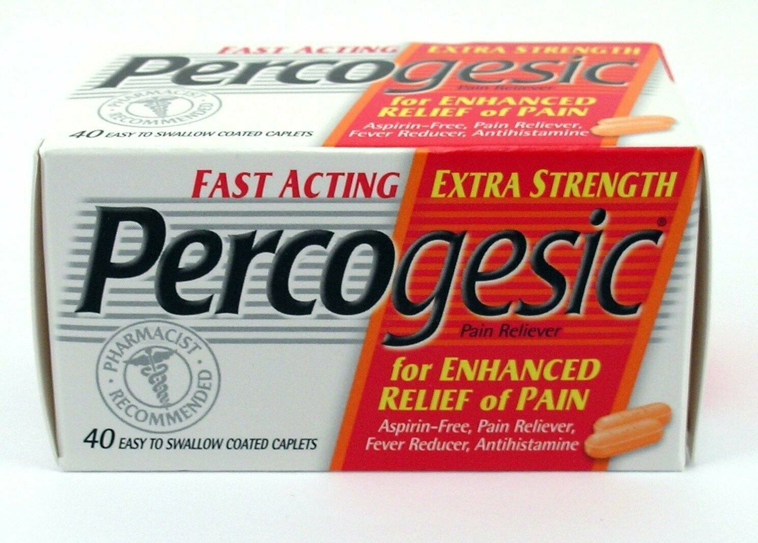 Percogesic Fast Acting Extra Strength Pain Relief Coated Caplets 40 ...