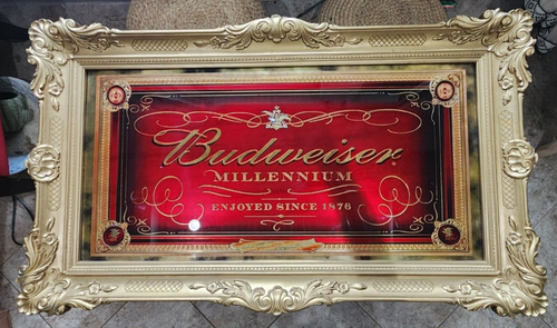 Large Budweiser Beer Millennium Mirror Sign 58" x 34" | eBay