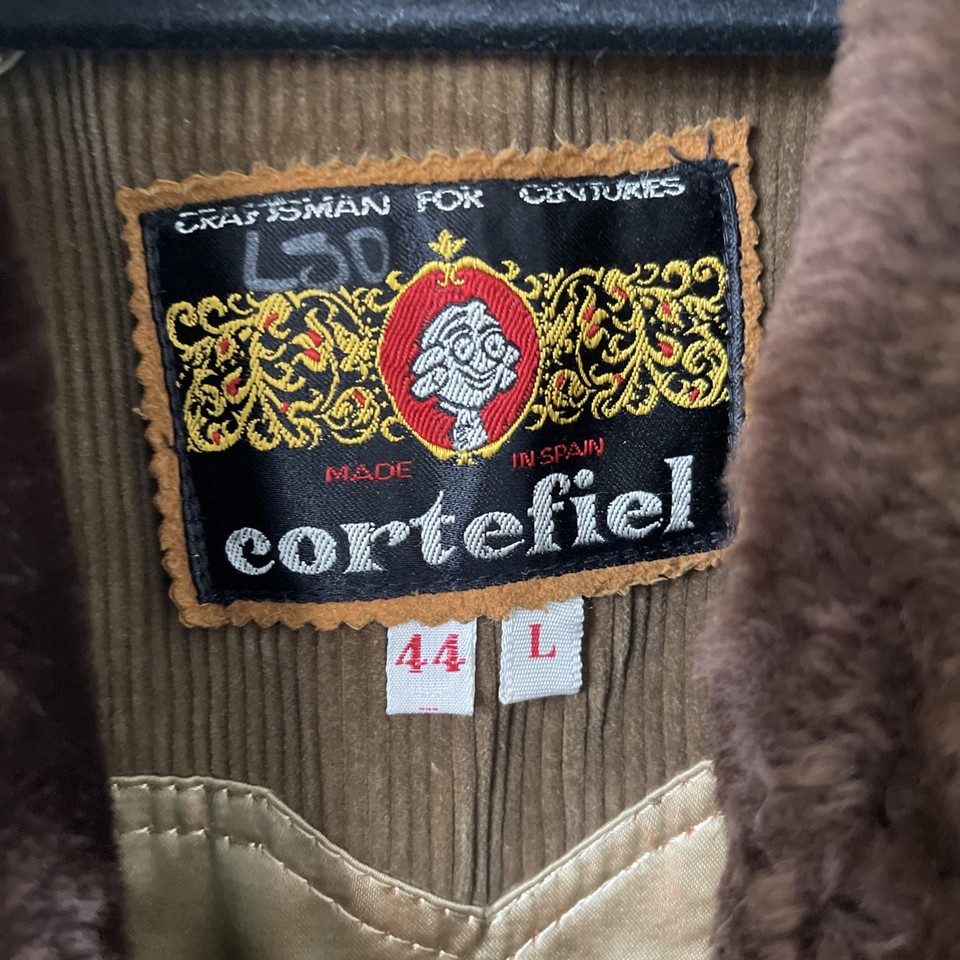 Vintage Cortefiel Corduroy Coat Womens EU 44 US L Brown Faux Fur Collar ...