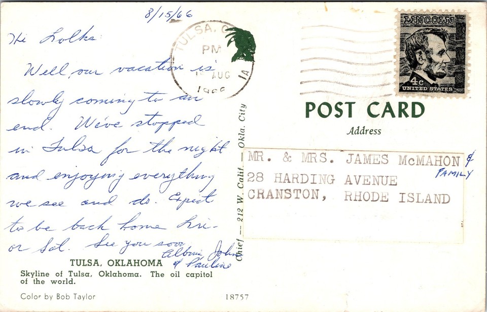 Skyline Of Tulsa Oklahoma OK Oil Capitol Of The World c1966 Postcard | eBay