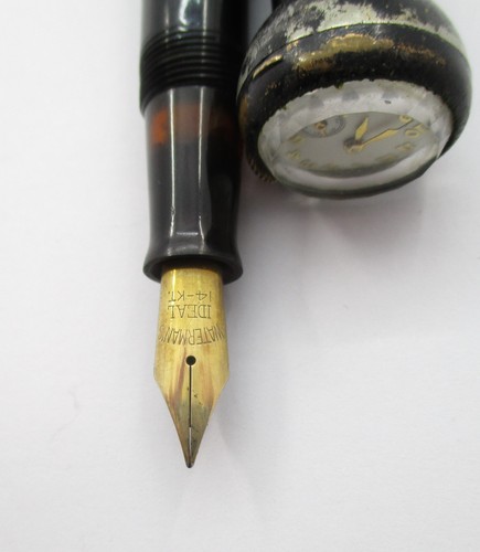 Rare Waterman's Fountain Pen With Watch Topper 14 Karat Gold Nib No ...