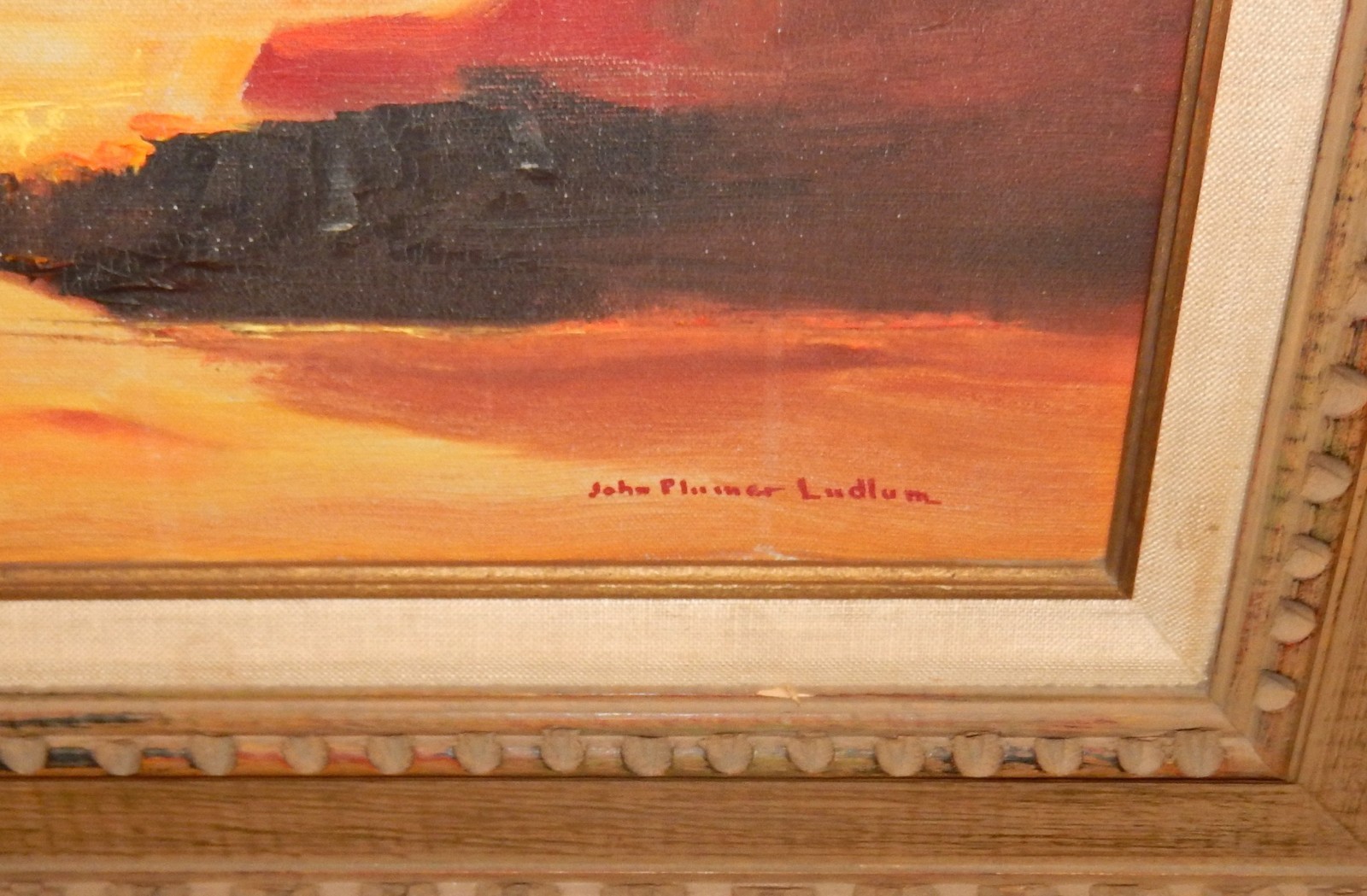 JOHN PLUMER LUDLUM ORIGINAL OIL ON CANVAS SUNSET DESERT LANDSCAPE ...