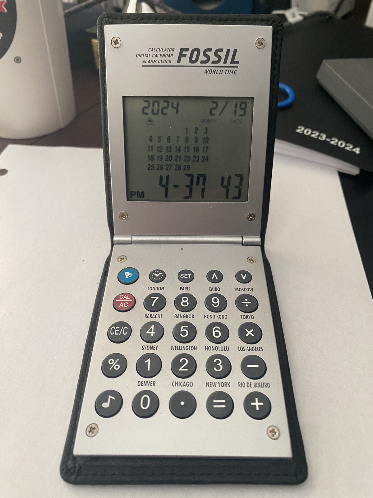 Fossil World Time - Calculator, Digital Calendar, Alarm Clock | eBay