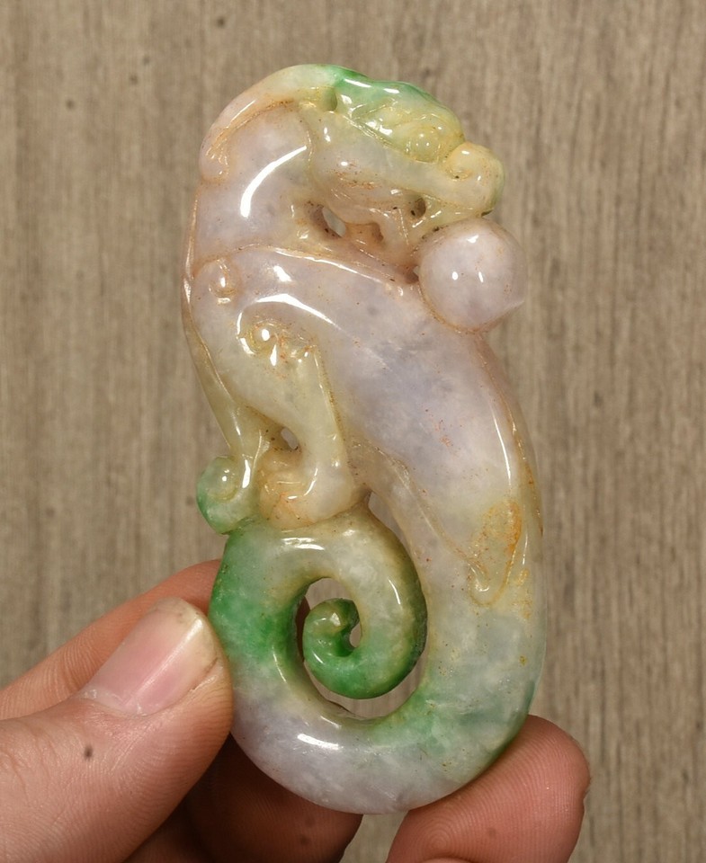 2.7'' Chinese Jadeite Emerald Green Jade Carve Pixiu Brave troops ...