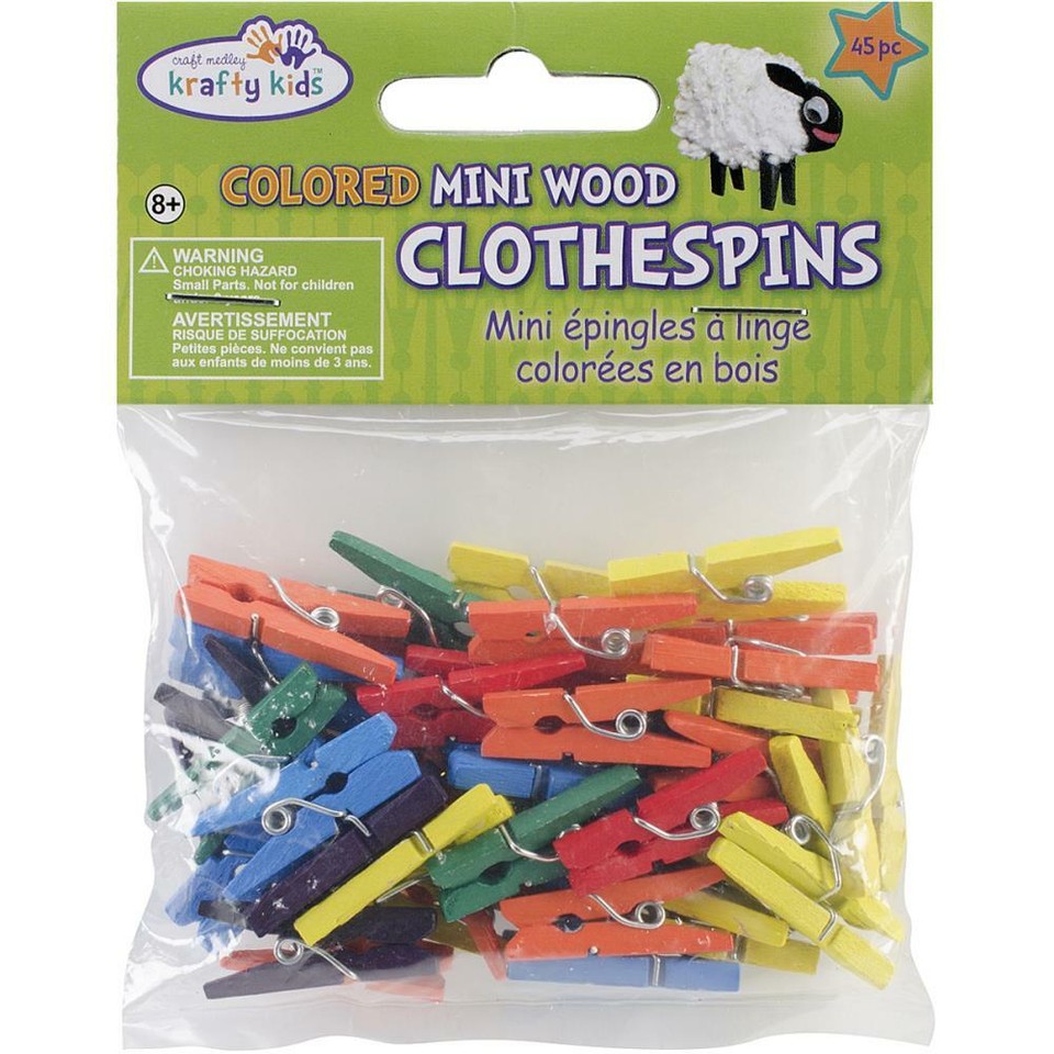 Colored Mini Wood Clothespins 1" 45 Pieces Multi-colors | eBay