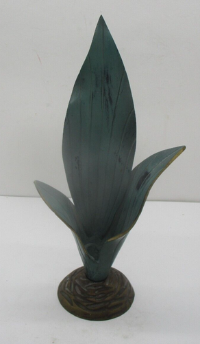 David Kay Green Bronze? Leaf Plant Candle Holder 12" tall | eBay