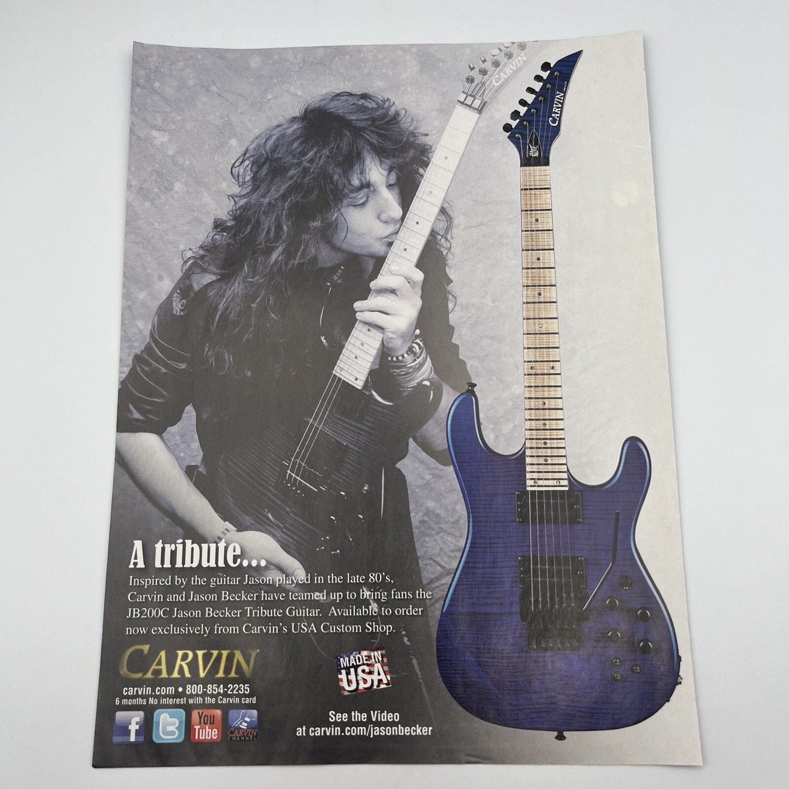 Carvin Guitars 2012 Print Ad 8"x11" Jason Becker Tribute Guitar | eBay