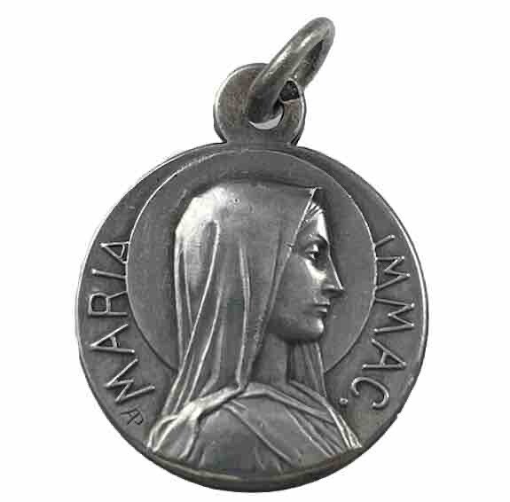 Vintage Catholic Maria Immac Our Lady Of Lourdes Silver Tone Religious ...